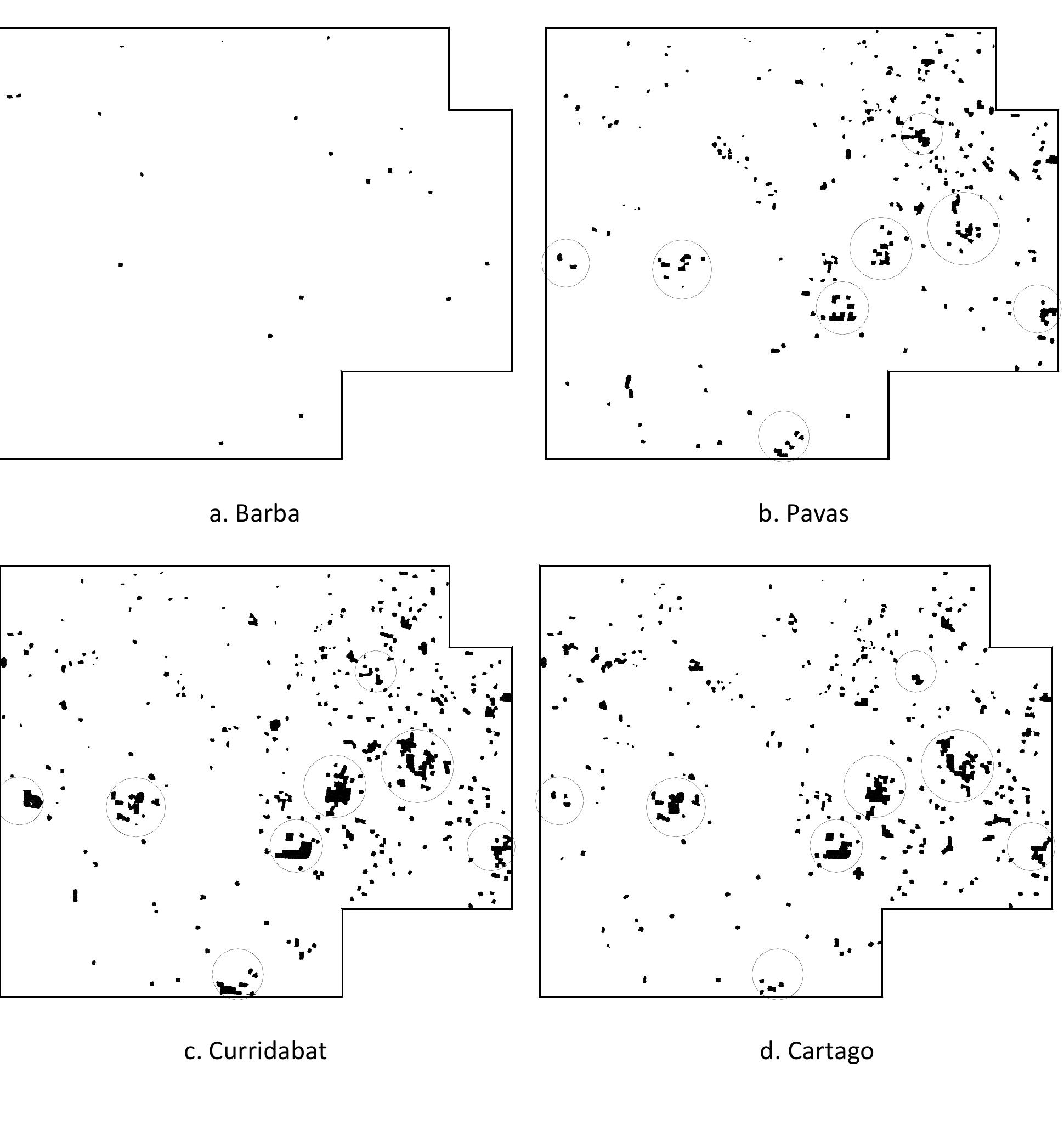 1. maps of settlement distribution. circles on the map