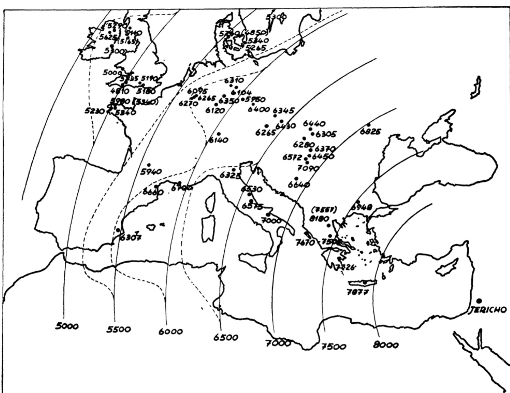 Map showing the expansion of neolithic people, with jericho