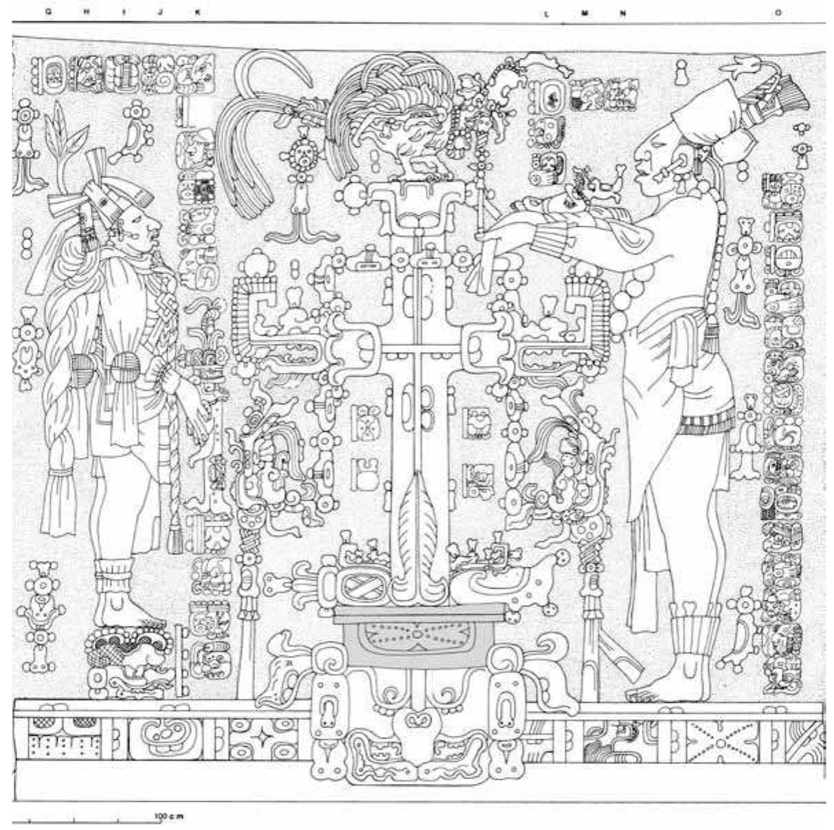 Tablet of the cross, palenque, mexico. the k’in-marked