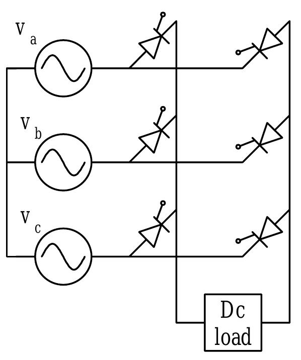 12 three-phase bridge rectifier circuit, a 3x2 switch