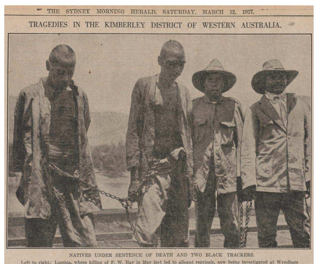 One is horrified at the sight of these two men in chains.