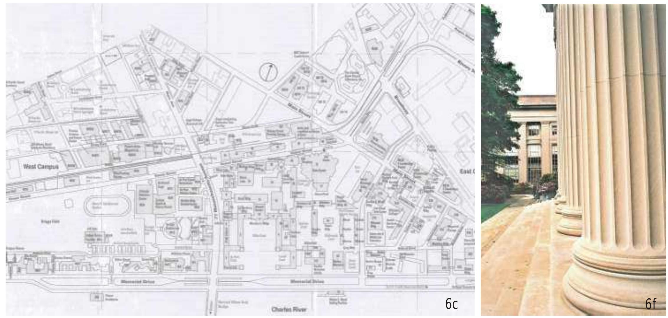 [6a] koch biology building. [6b] shopping mall. [6c] map of