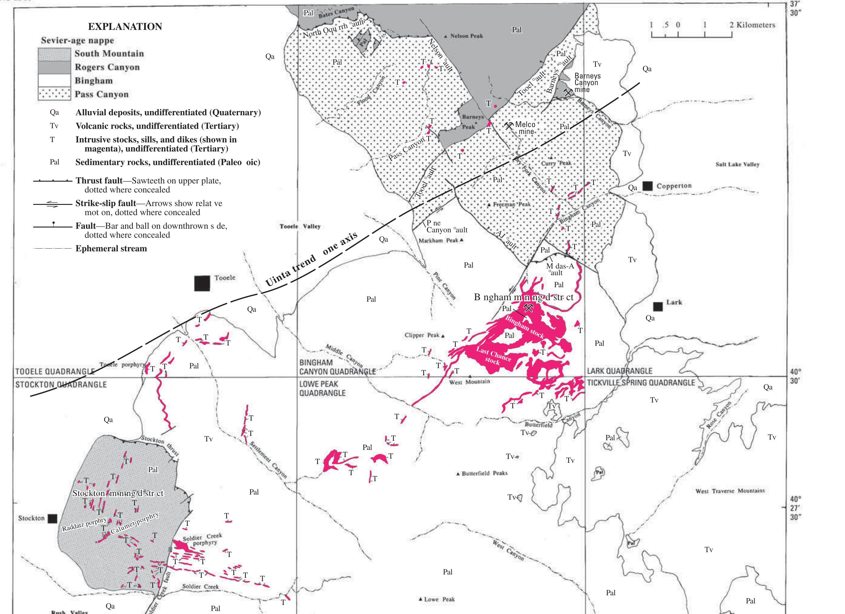 Generalized geologic map showing the distribution of the
