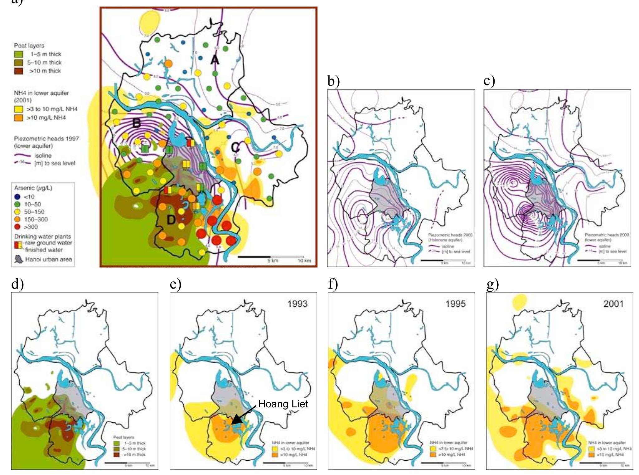 Map of the hanoi area depicting hydrological and sedimentary