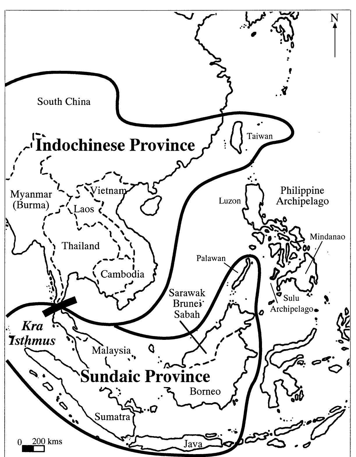 The indochinese and sundaic provinces display important
