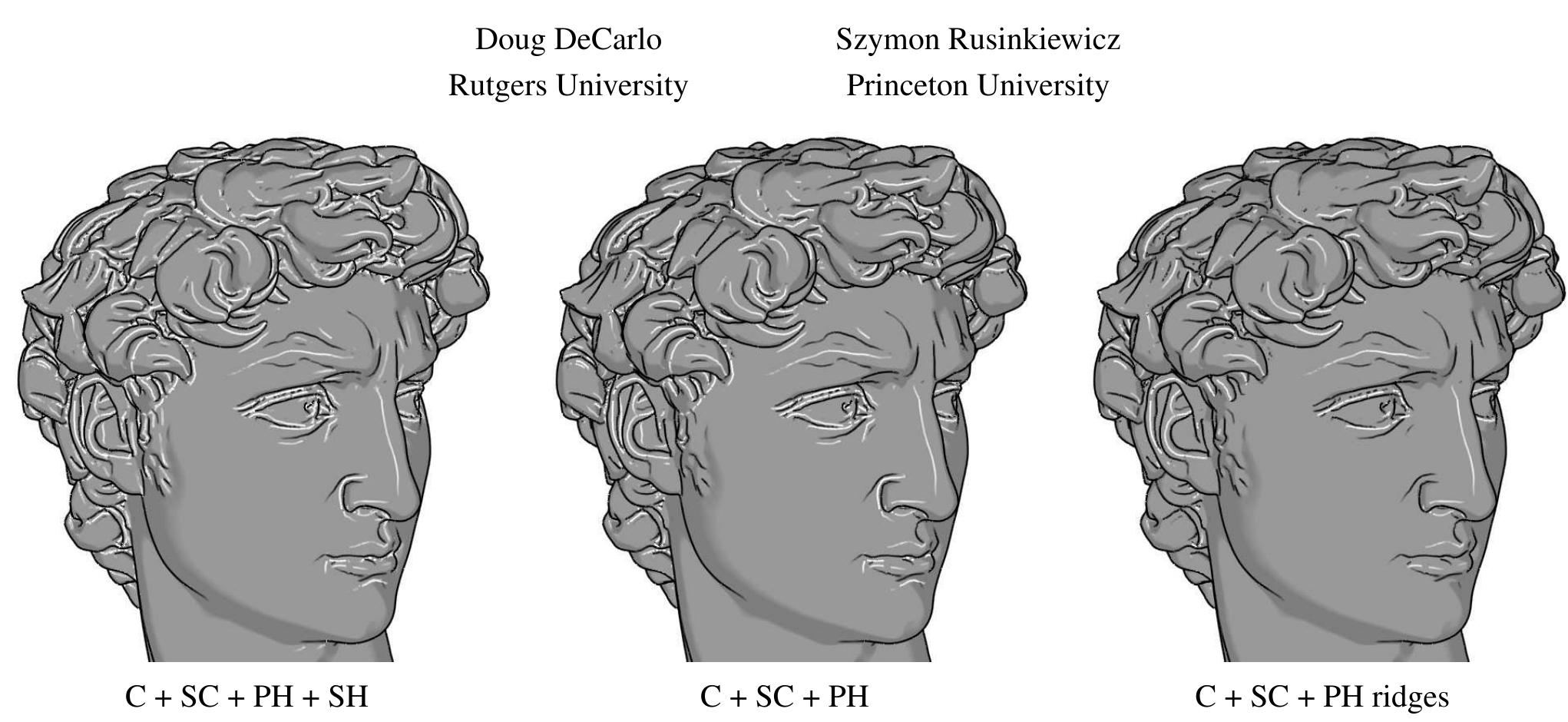 David’s head with different types of highlight lines (and a