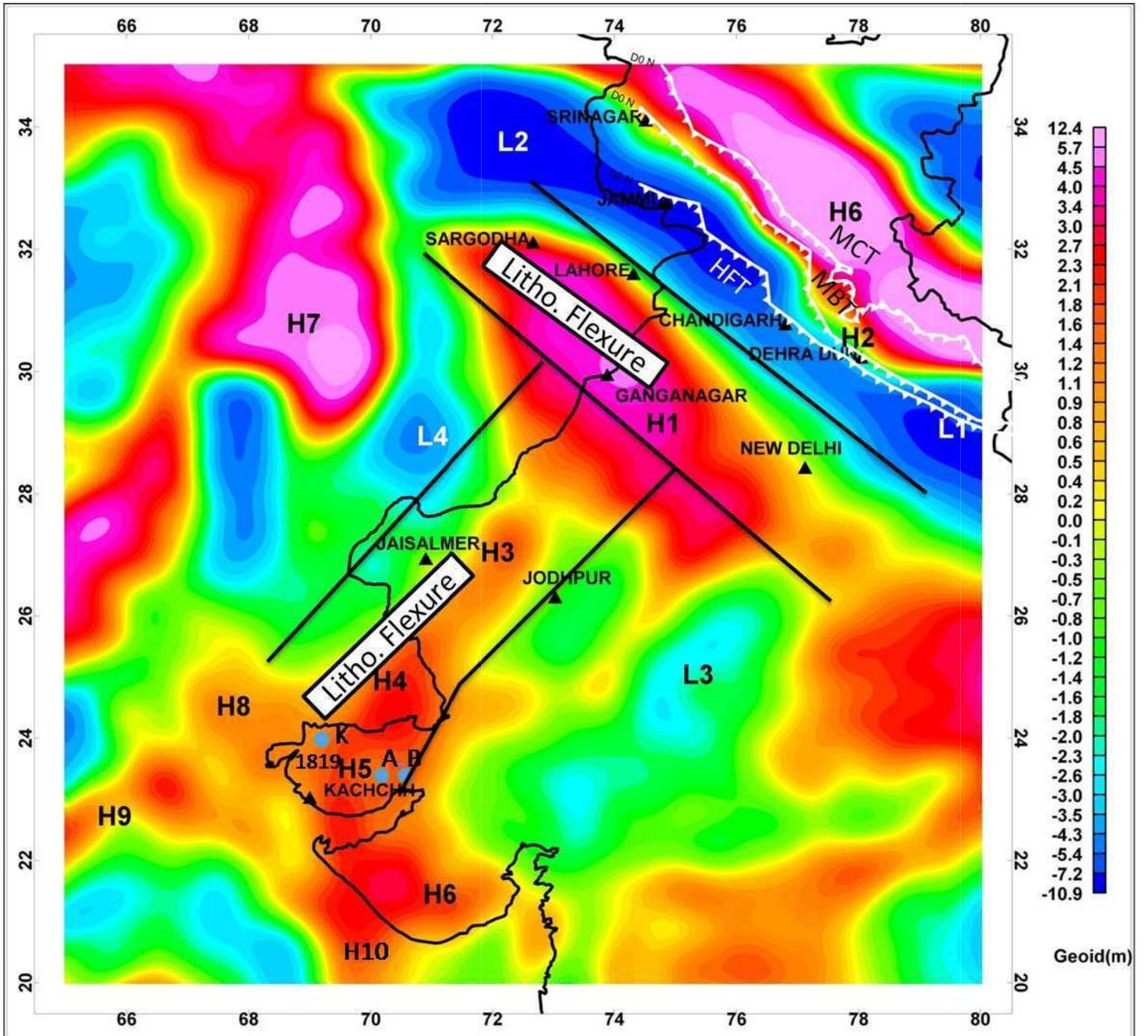 ‘ig.3. geoid map of nw ndia, western himalayan front and