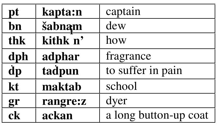 Consonant clusters in the medial position are frequent. most