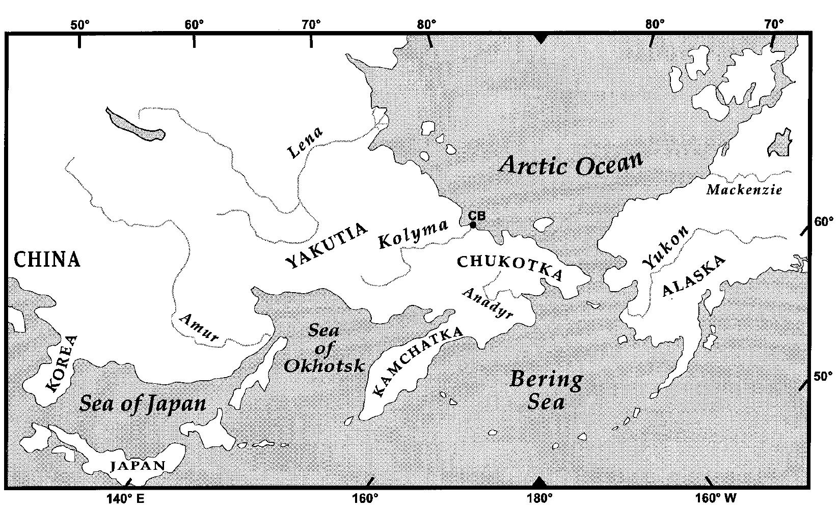 Location map of the bering strait region and east asia. cb