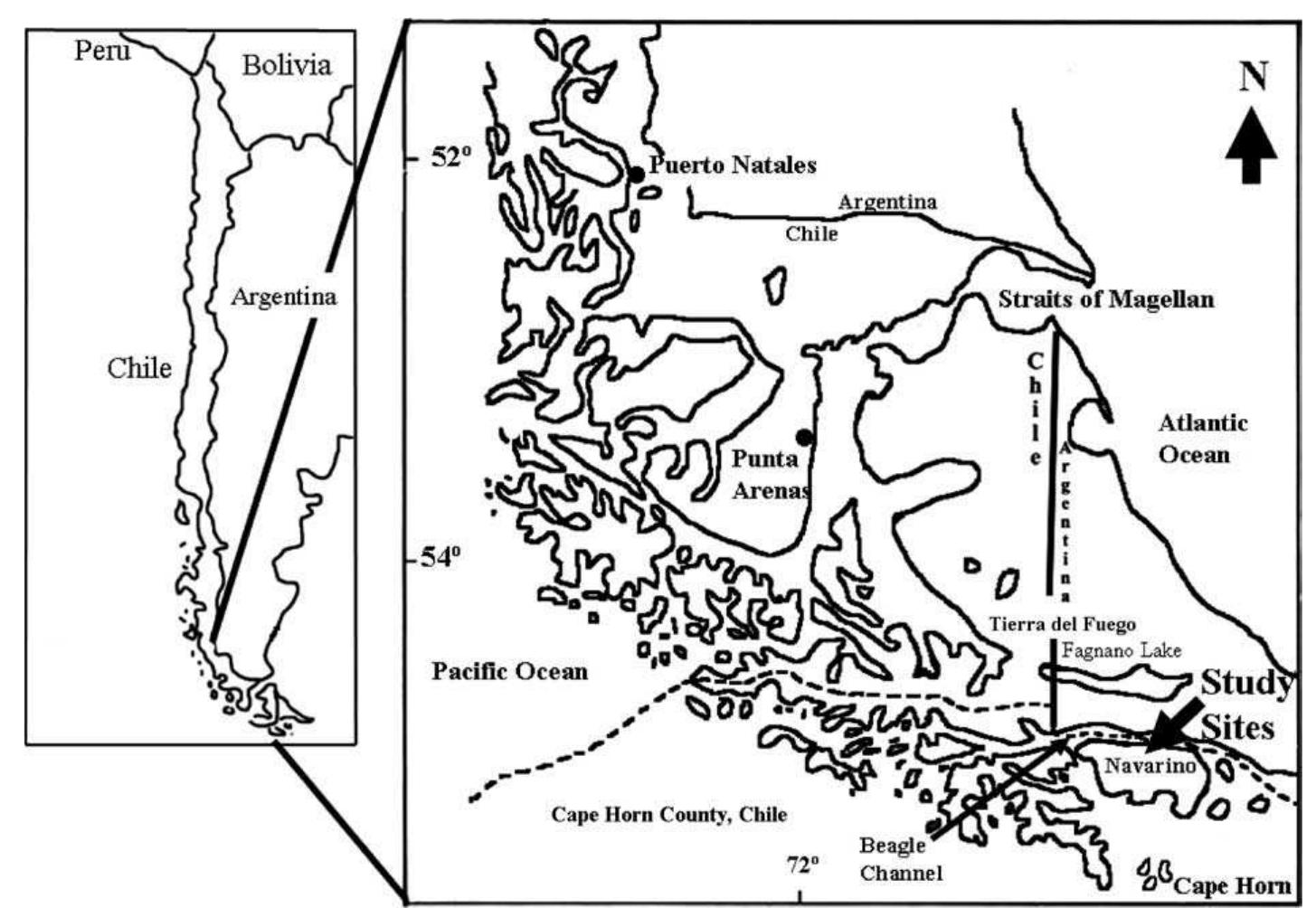 - map of southern south america. dashed line delimits cape