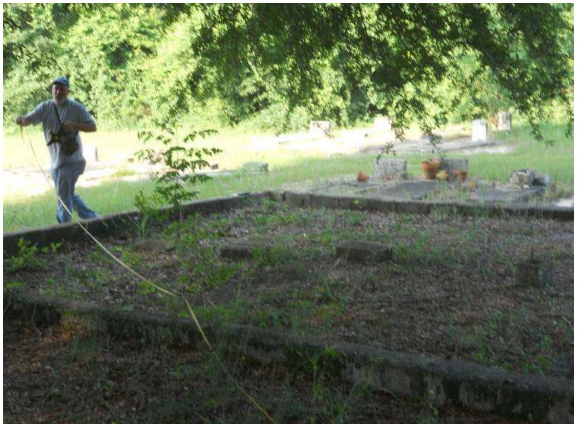 Mapping of the cemetery using a measuring tape. photo