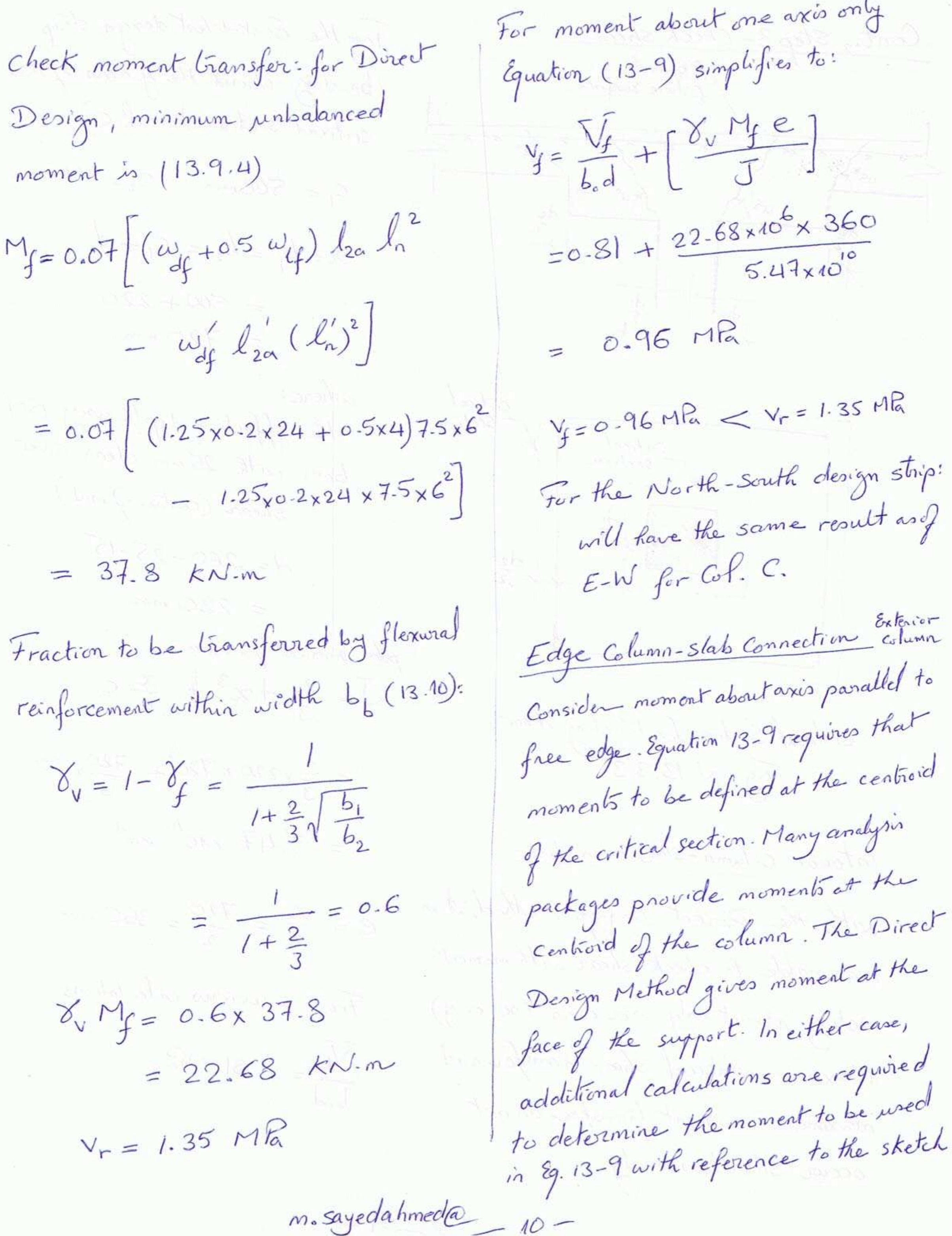 Figure 10 - Design of Reinforced Concrete Flat Slab with