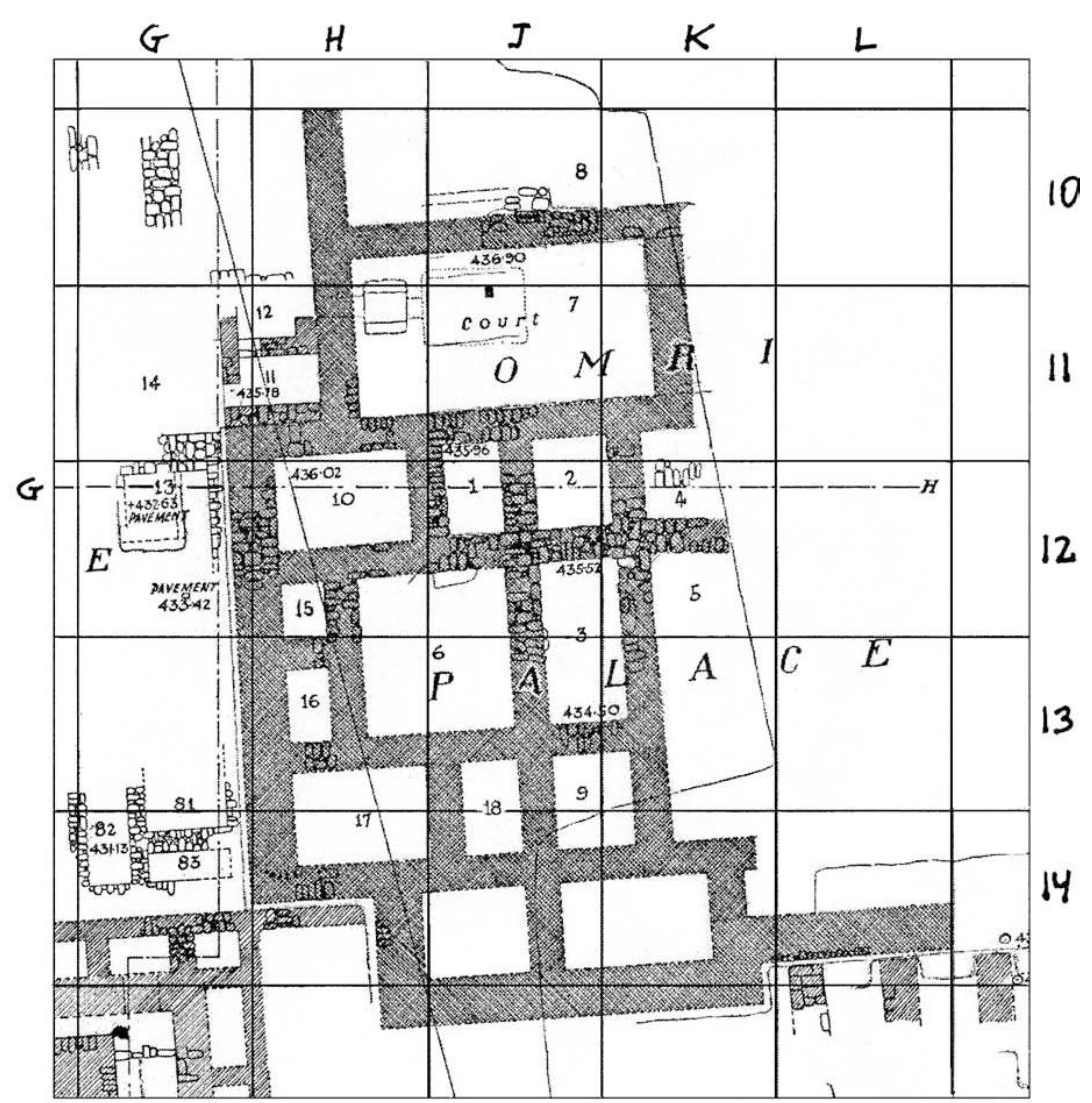 Samaria: plan of “omri palace” and cave s1-7 (that is,