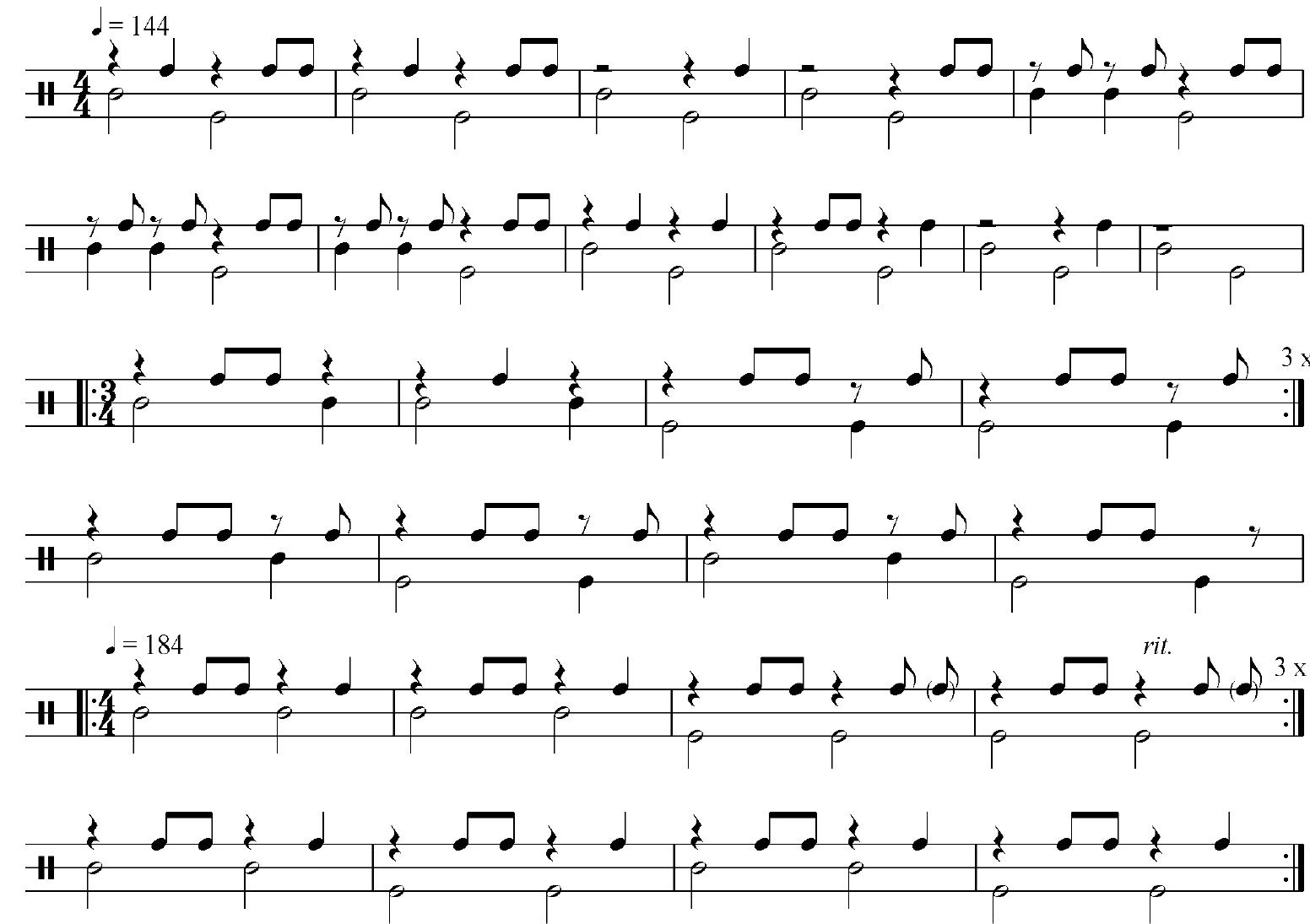 Example of musical notation of german technique beiern (der