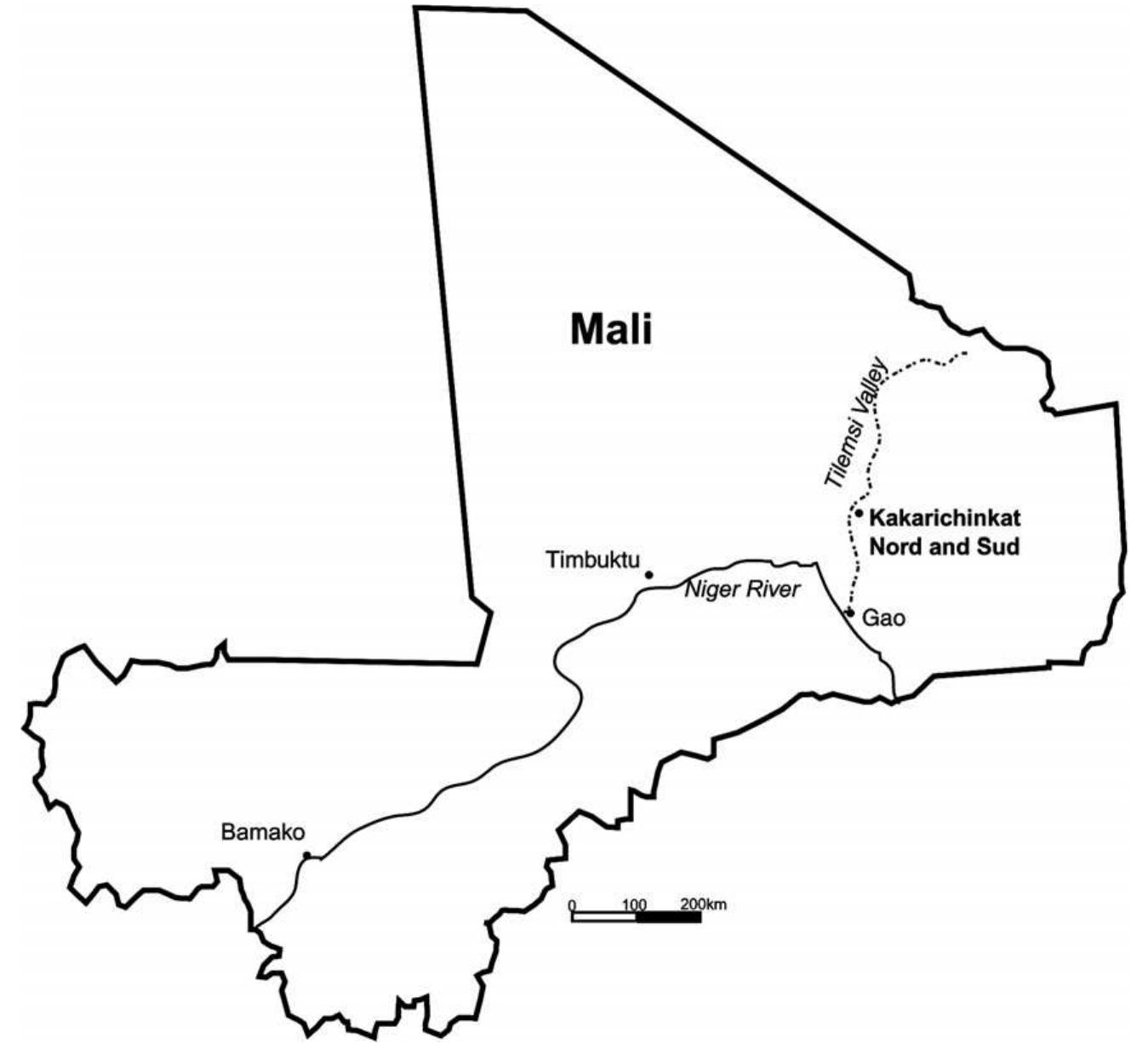 Map of mali indicating location of karkarichinkat nord and