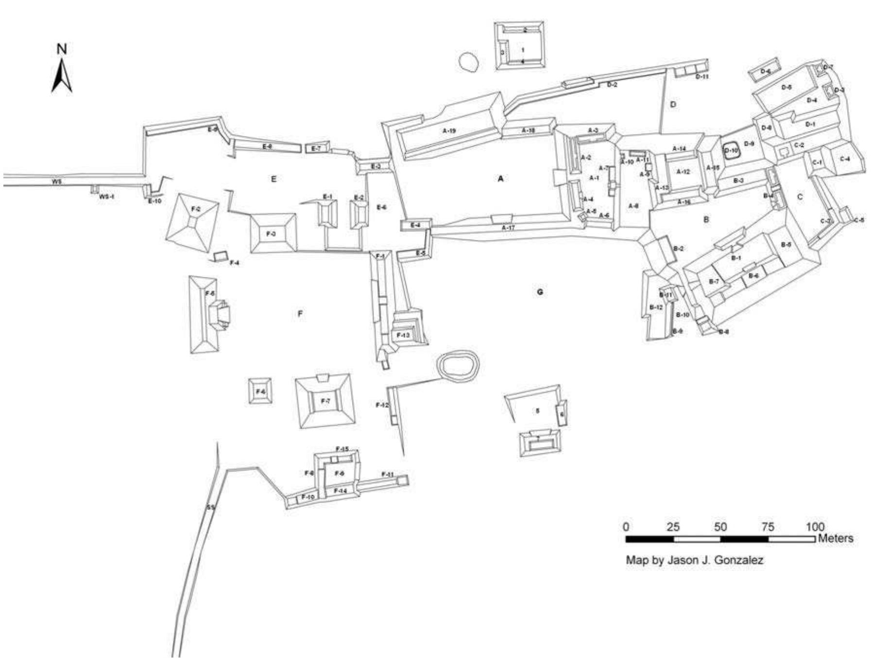 1. map of the central precinct at tipan as understood at the