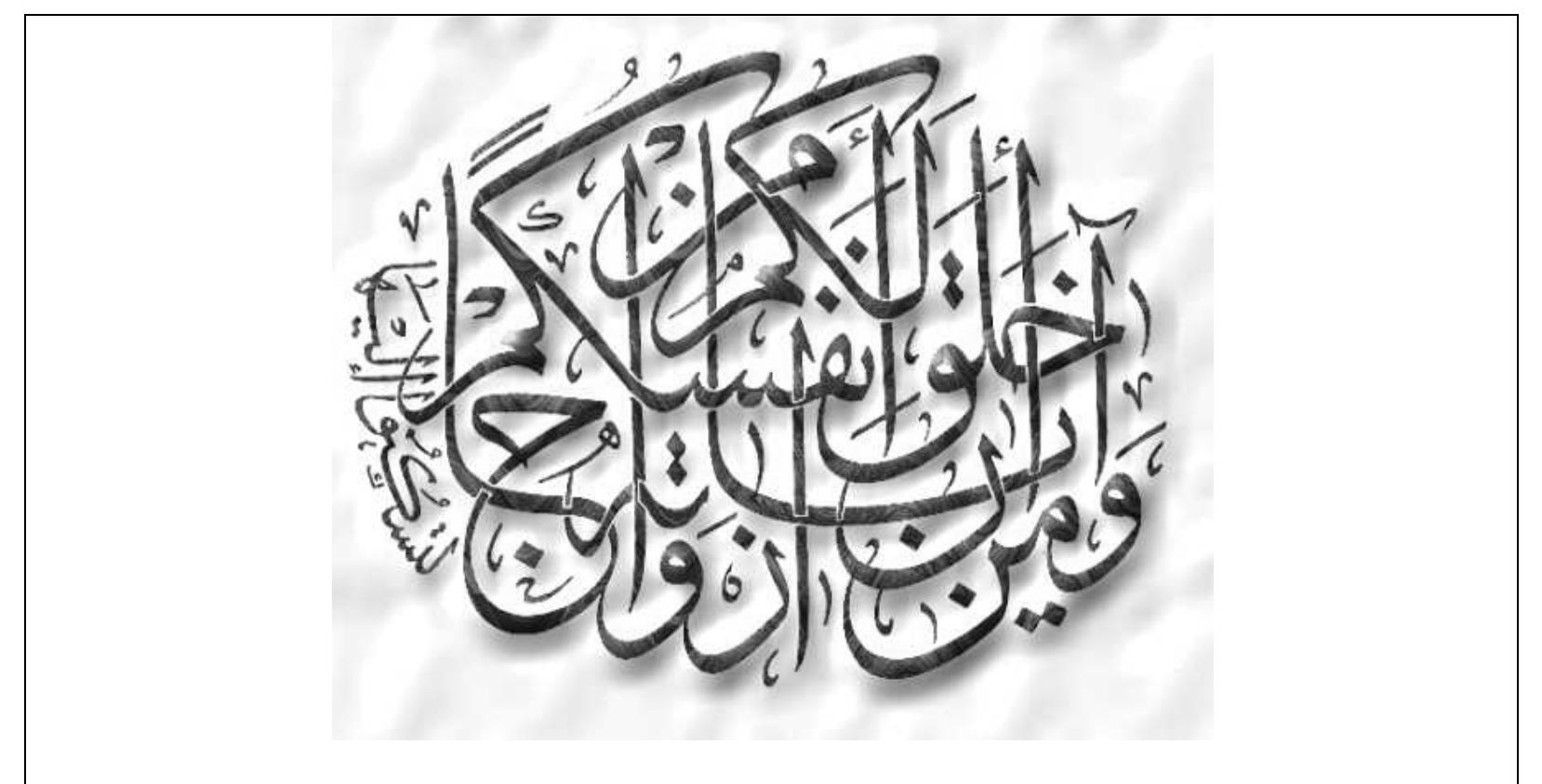 Thuluth script of surah: 30, ar-rum, verse: 21