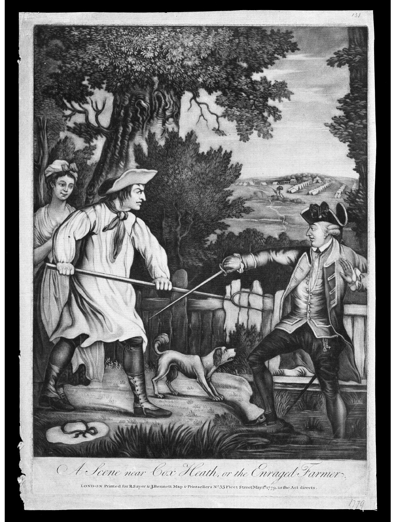 The farmer wearing his long smock fends off his daughter’s