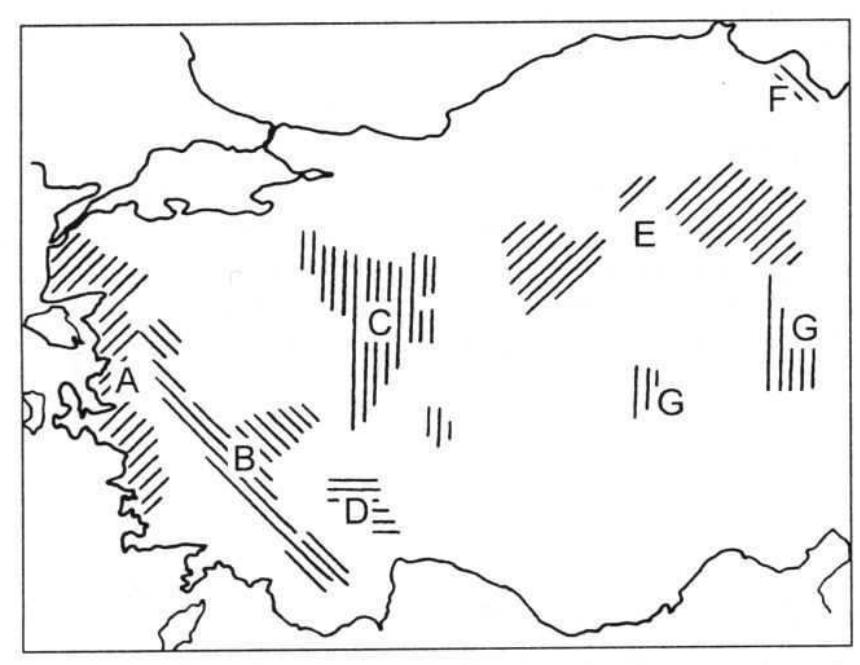 Map of central and western anatolia showing geographical
