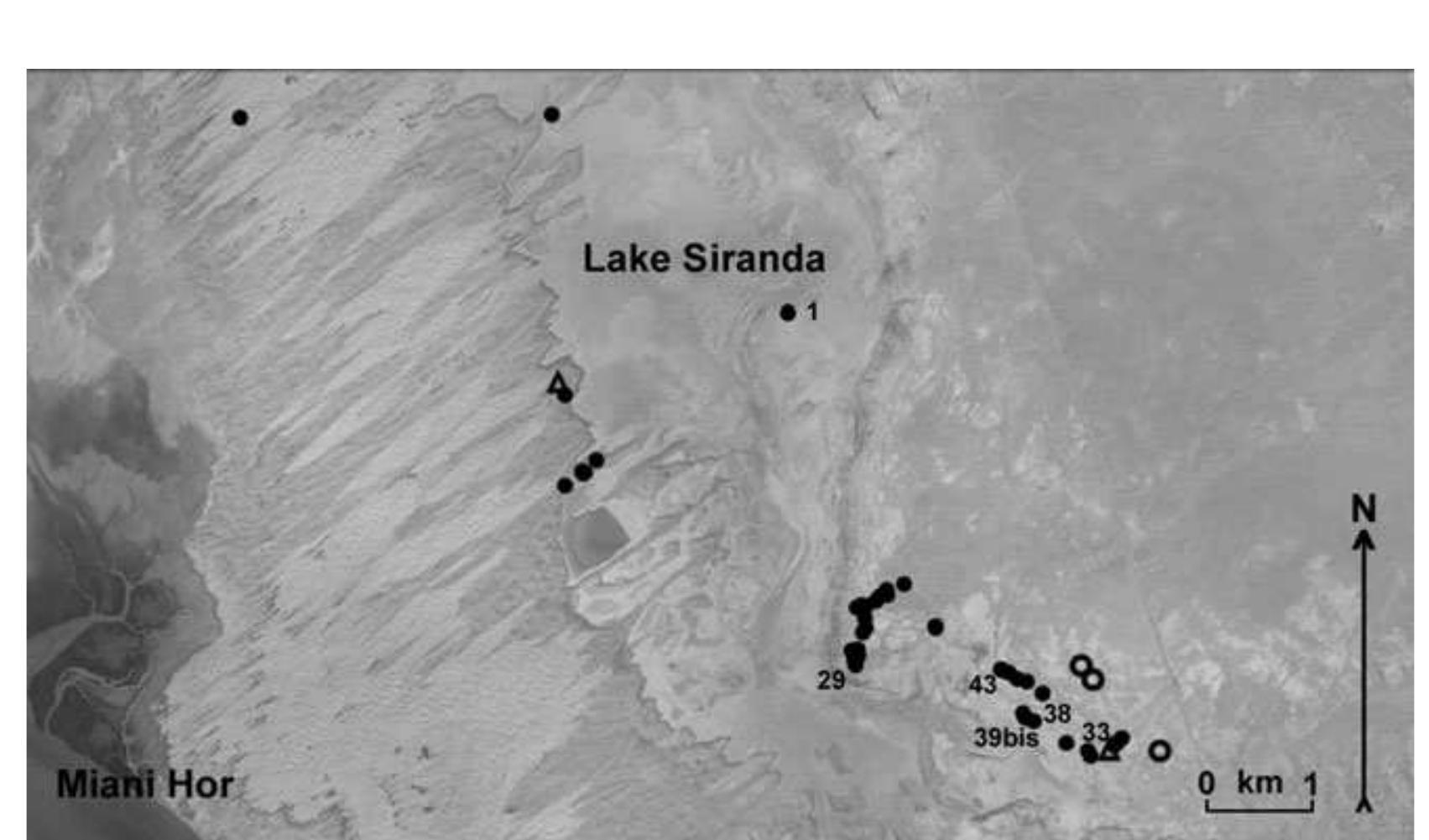 Lake siranda: distribution map of the sites discovered in