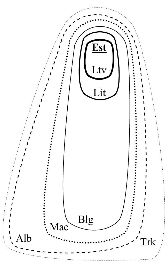 Illustration of an isopleth map showing the degree of