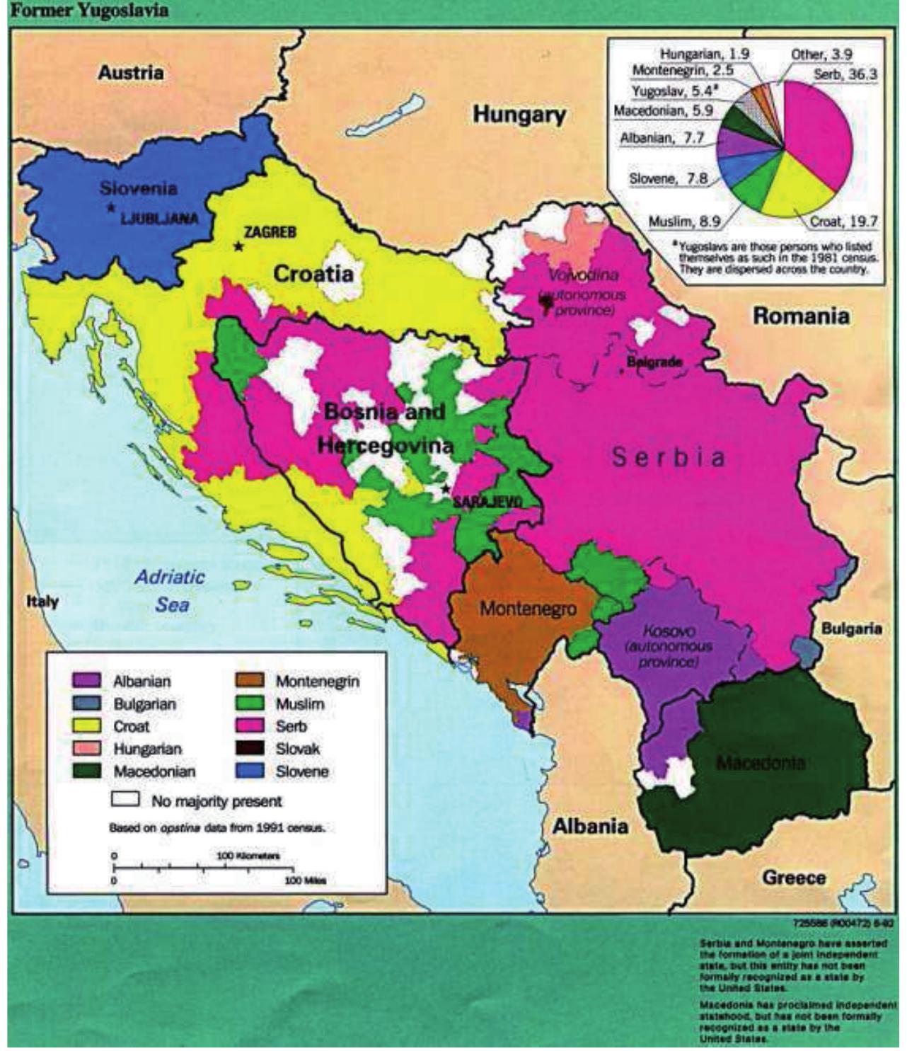 Ethnic breakdown of the socialist federal republic of