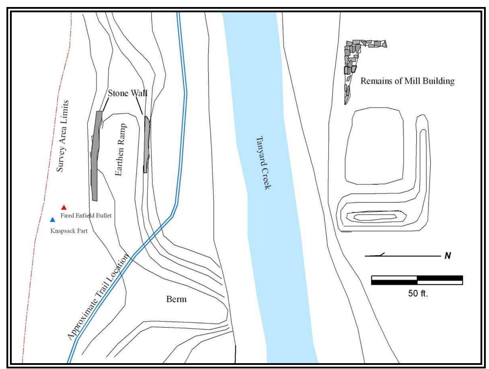View of 9fu548, showing the location of collier’s mill and