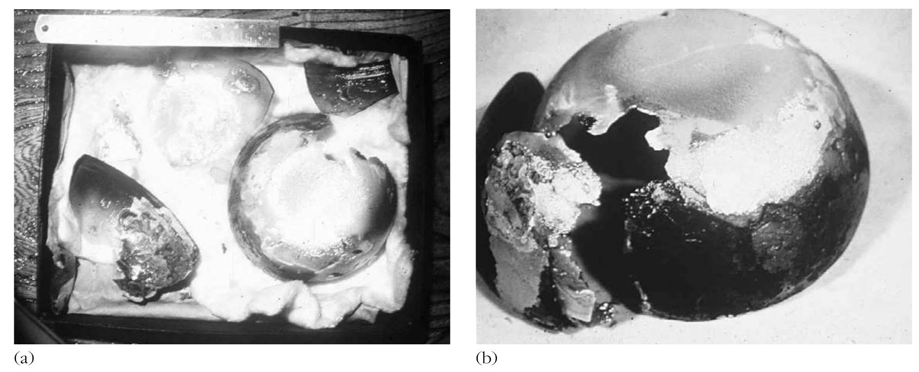 13 (a) a fragile and flaking glass bowl, (b) repaired piece