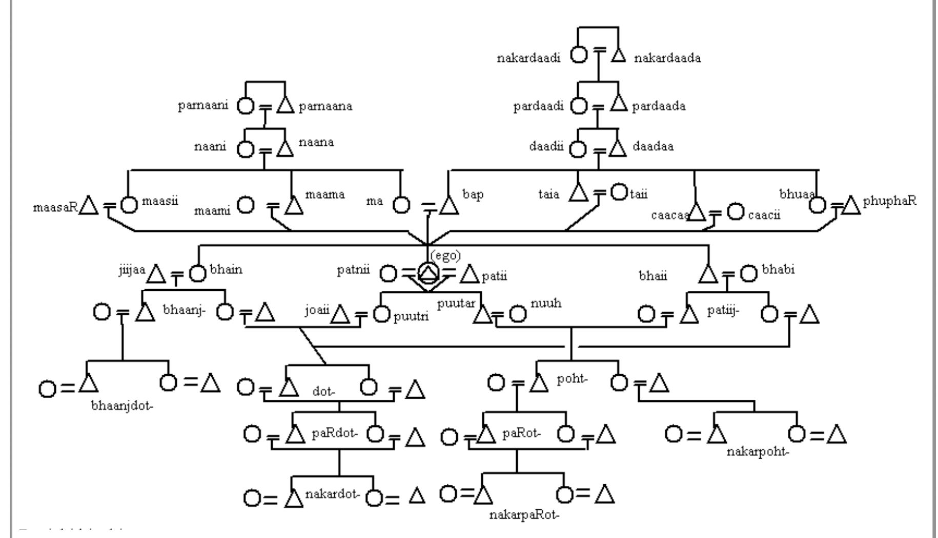 Kinship map for the punjabi terminology (leaf 1971). the