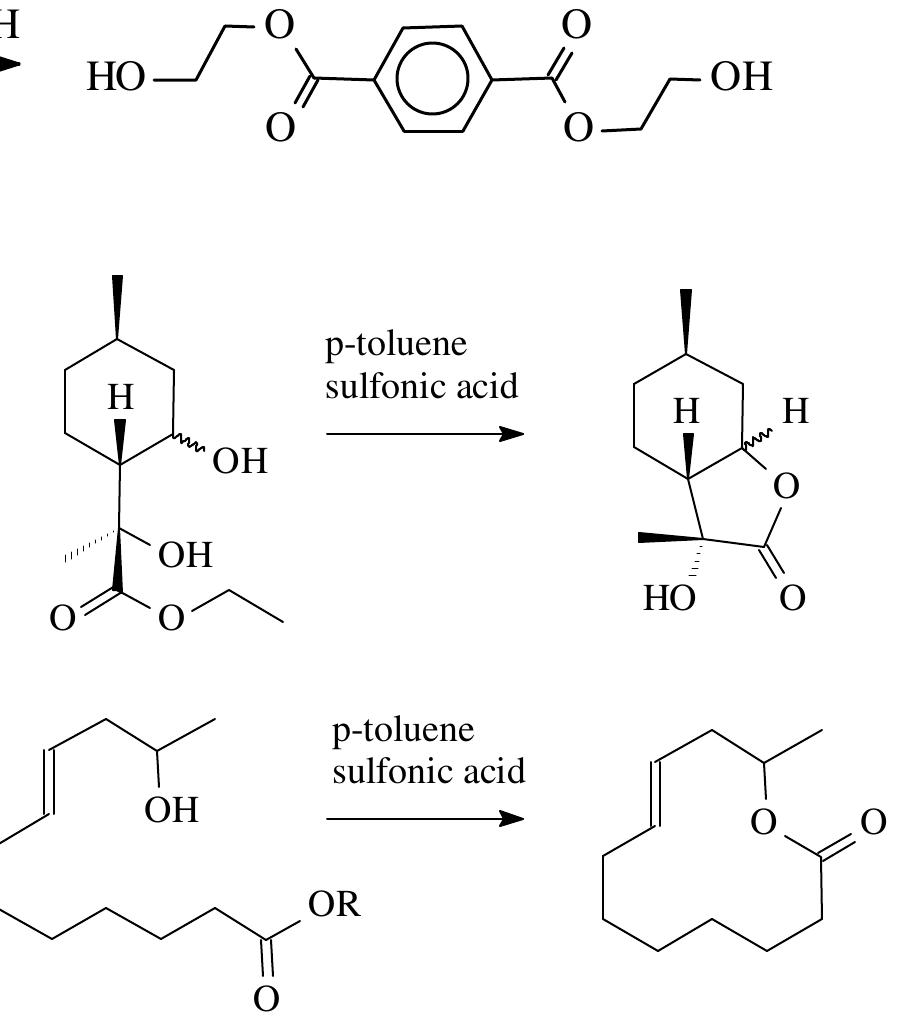 Examples of intramolecular transesterification reactions,
