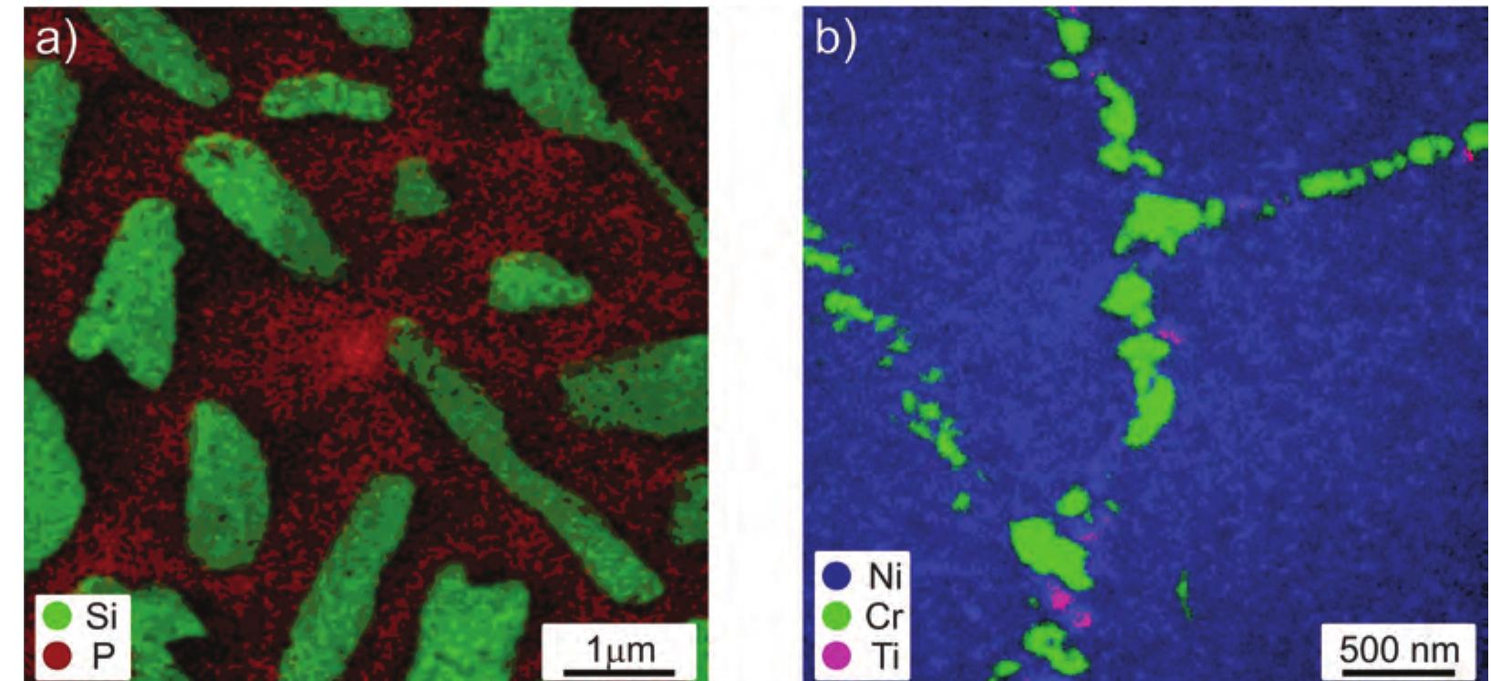 Scanning auger electron microscopy maps of a) phosphate