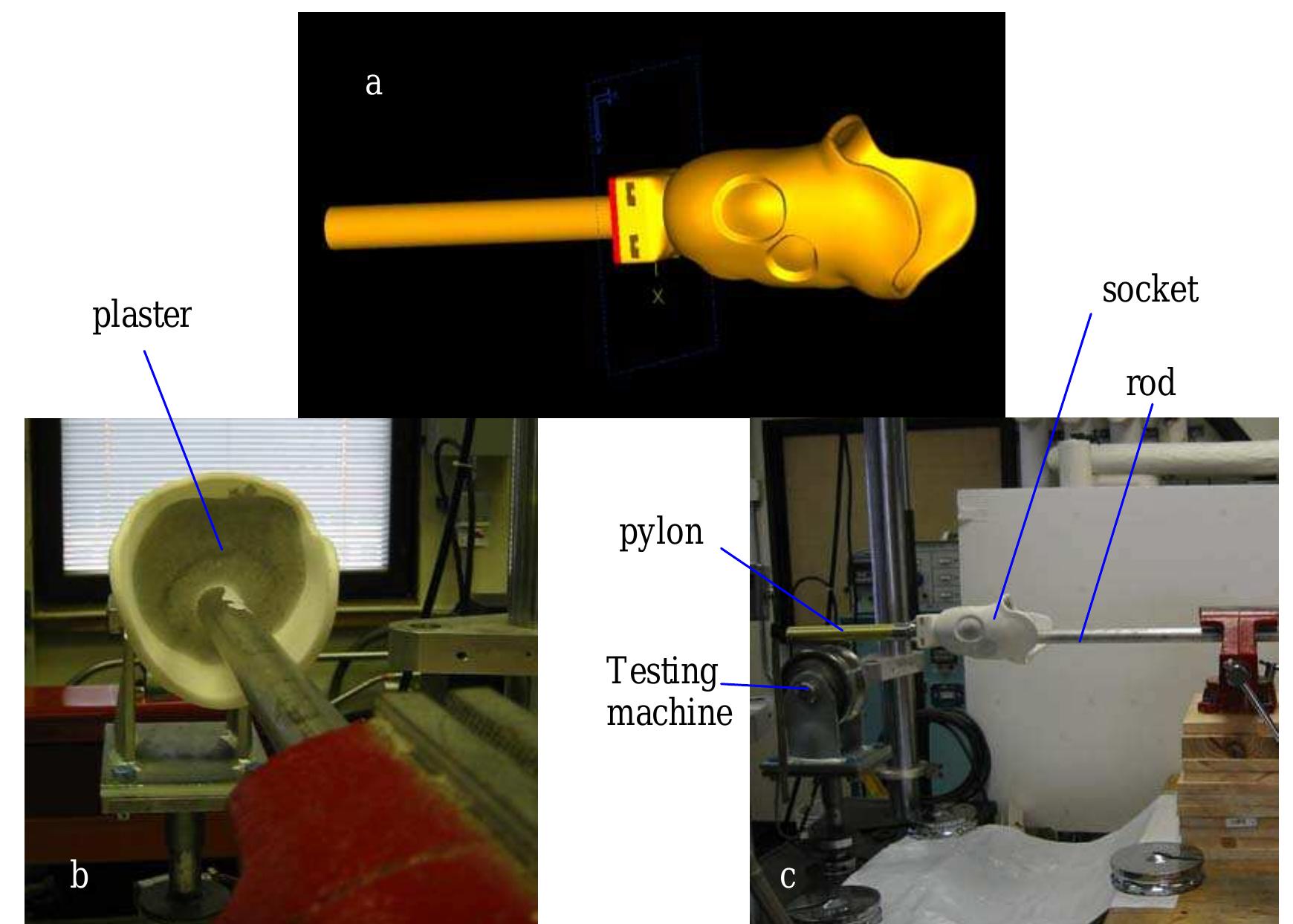 E 3.6: (a) socket, pylon and attachment model; (b) top view