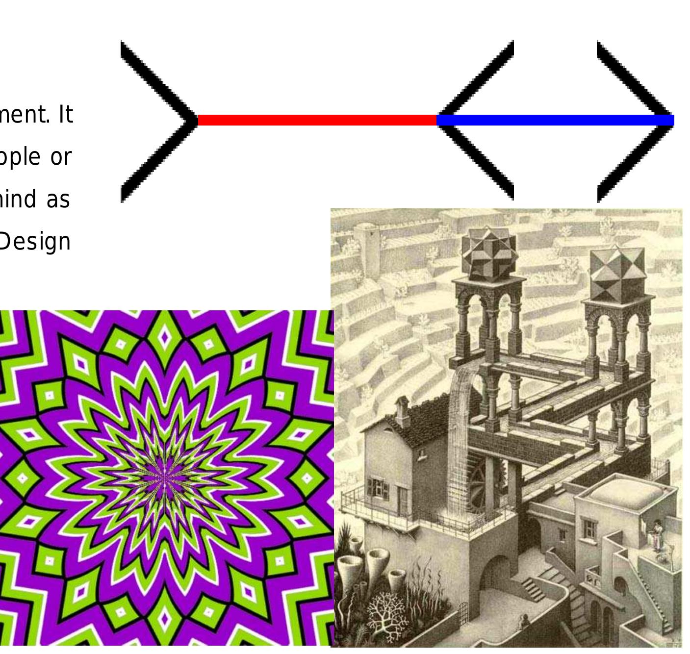 —different types of optical illusion left to right: muller—