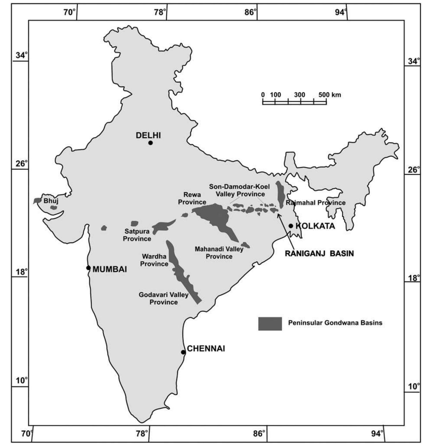 Map of india showing distribution of gondwana provinces in