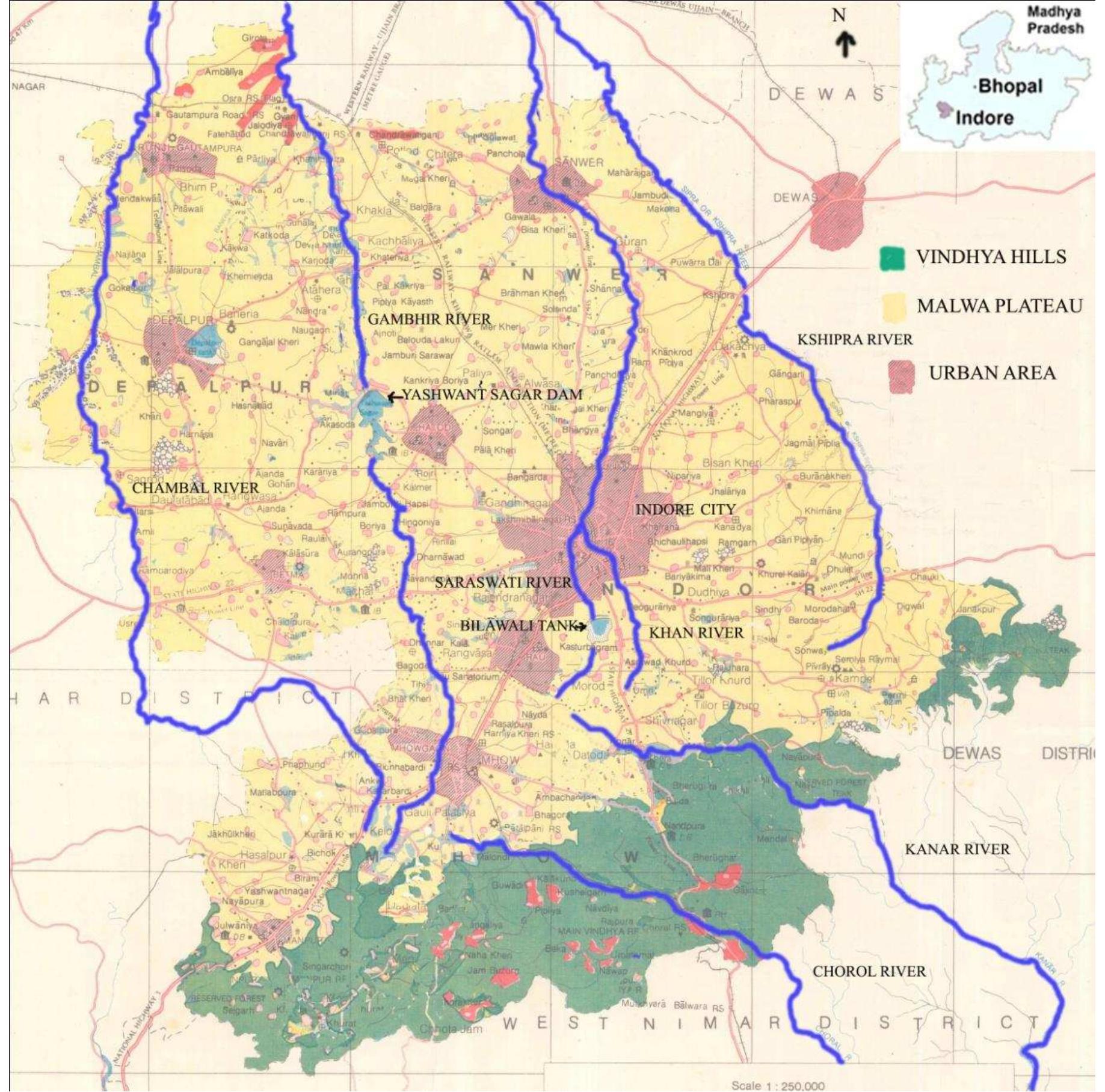 Map of indore adapted from district planning map (natmo,