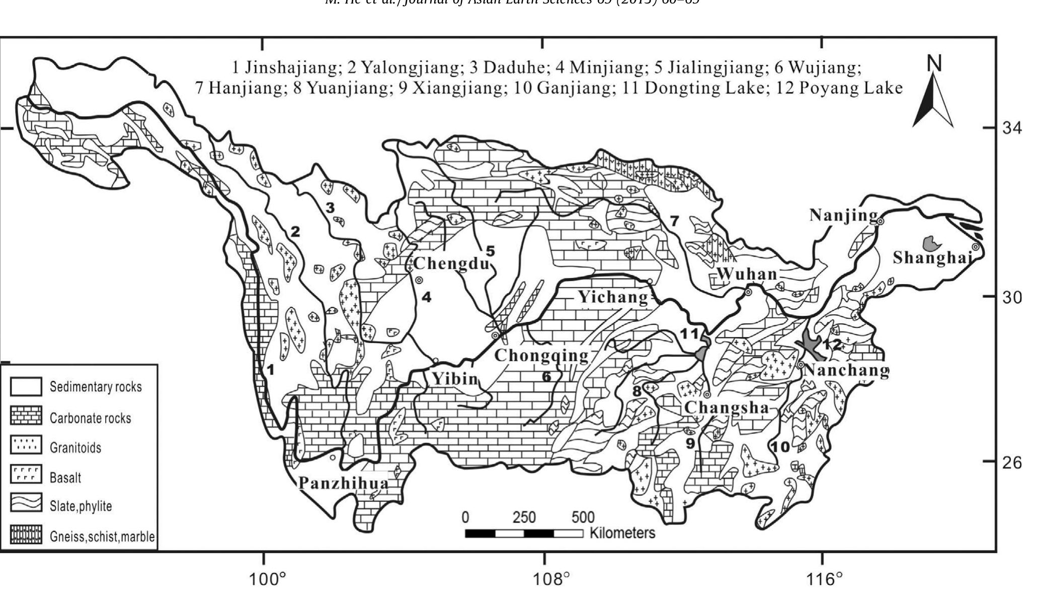 A sketch geology map of the yangtze river drainage basin.