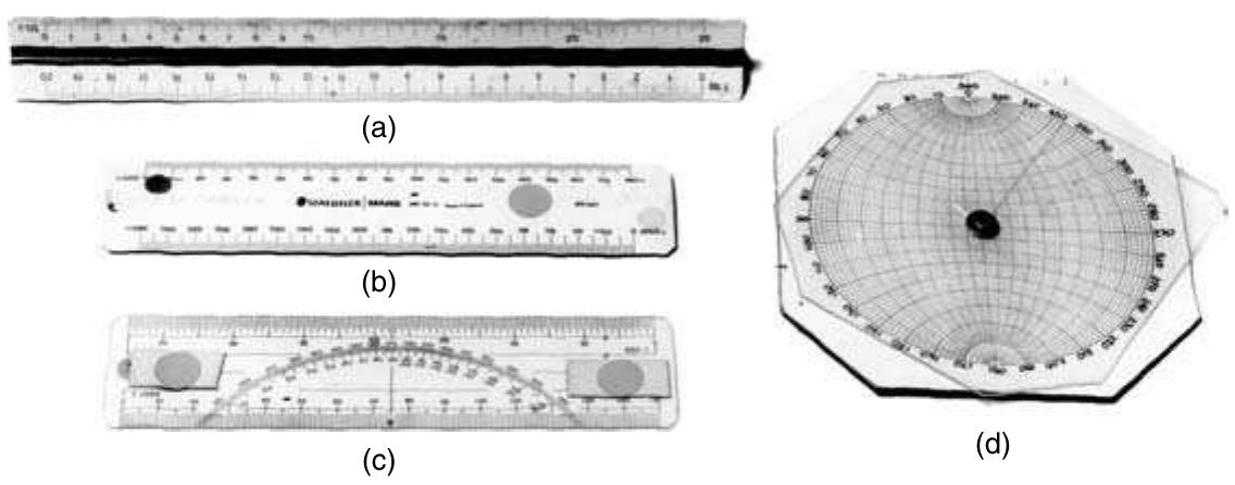 10 a selection of scales: (a) a triangular map scale which