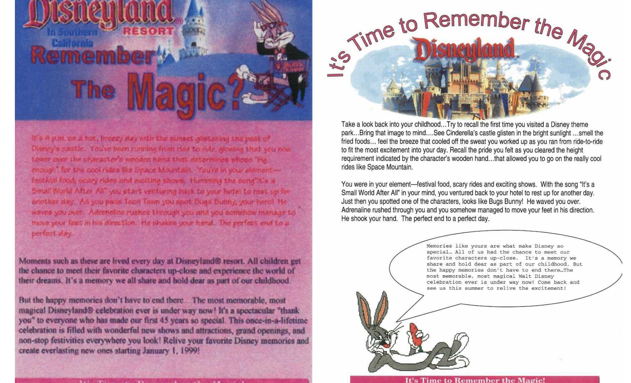 Fake advertisements showing bugs bunny at a disney resort,