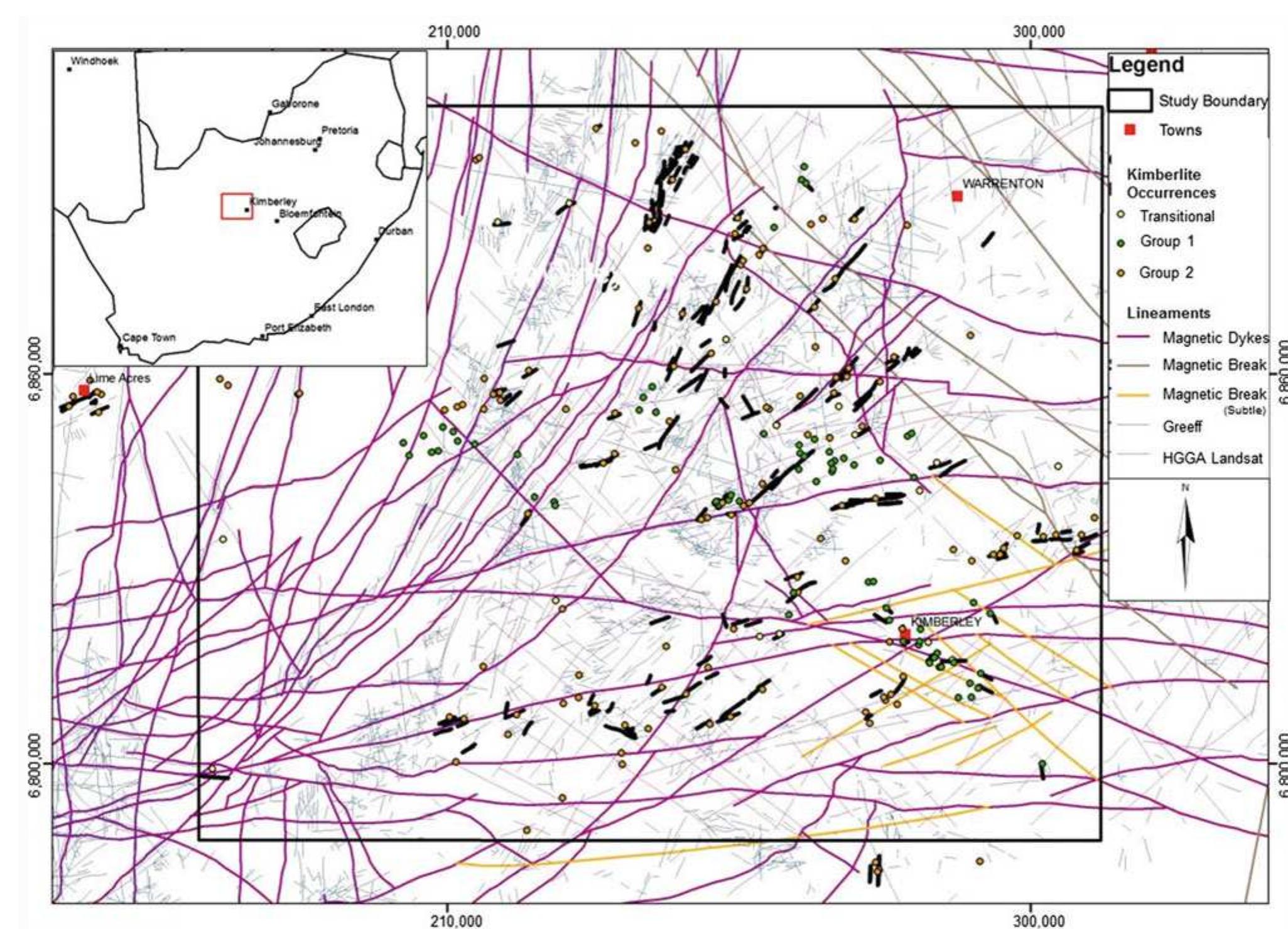 Map of the kimberley study area showing the location of the