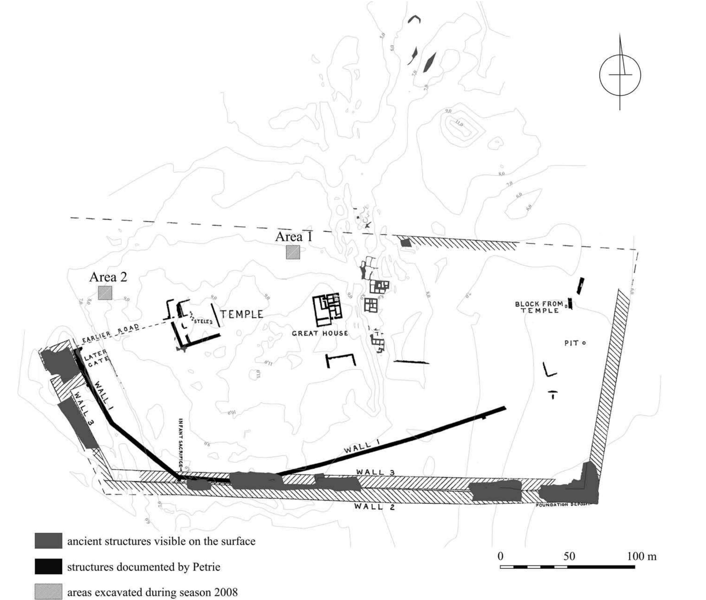 Map of tell el-retaba showing ancient structures visible on