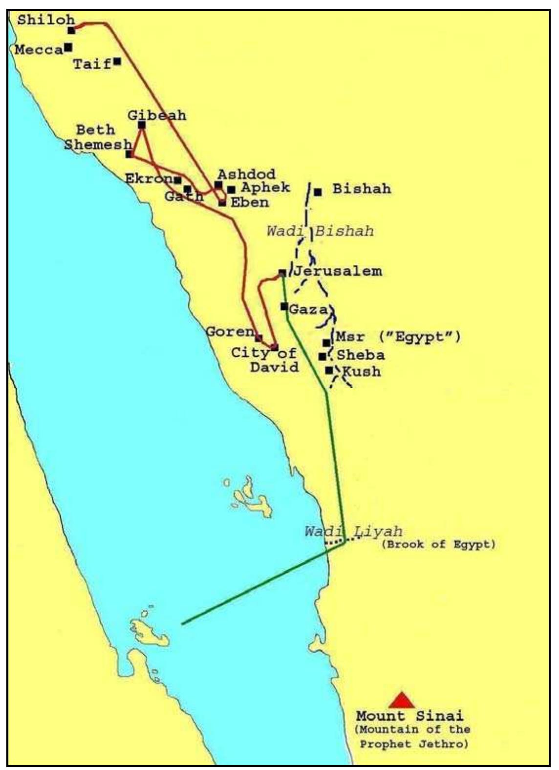 Map 2:the geography of the movements of the ark of the