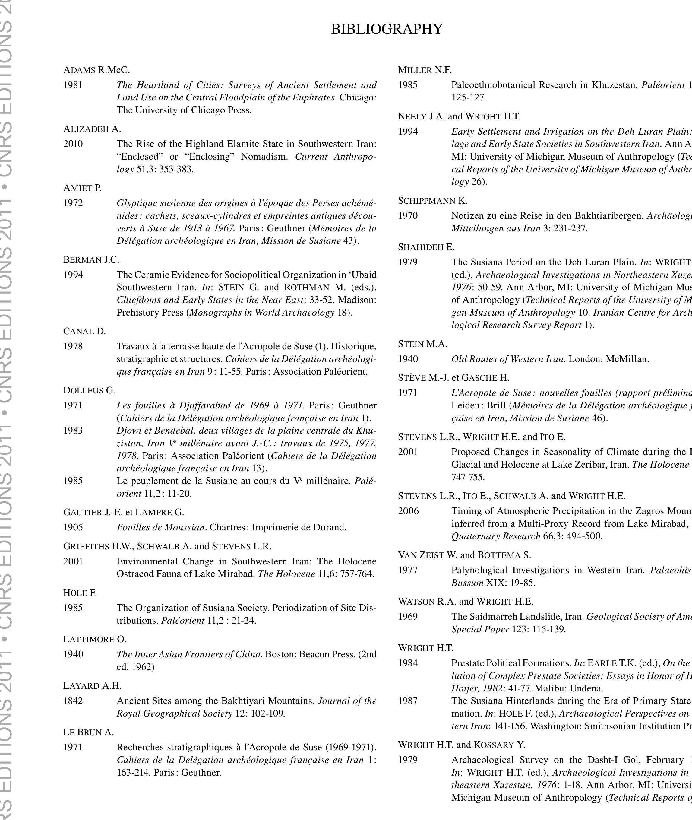 Table 1 - from The Zagros Frontiers of Susa during the Late
