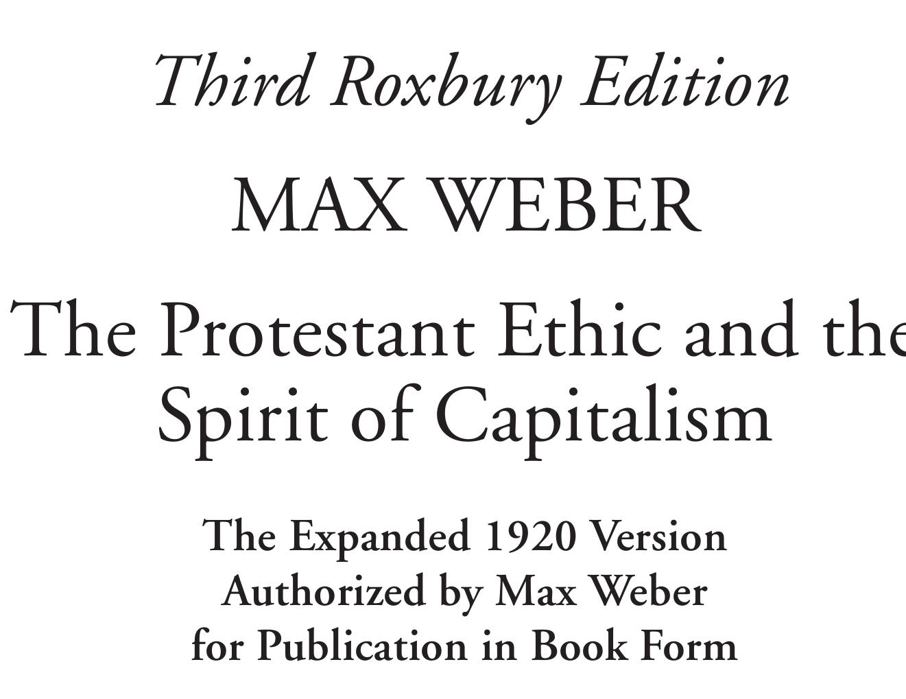 (PDF) The protestant ethic and the spirit of capitalism: And other writings