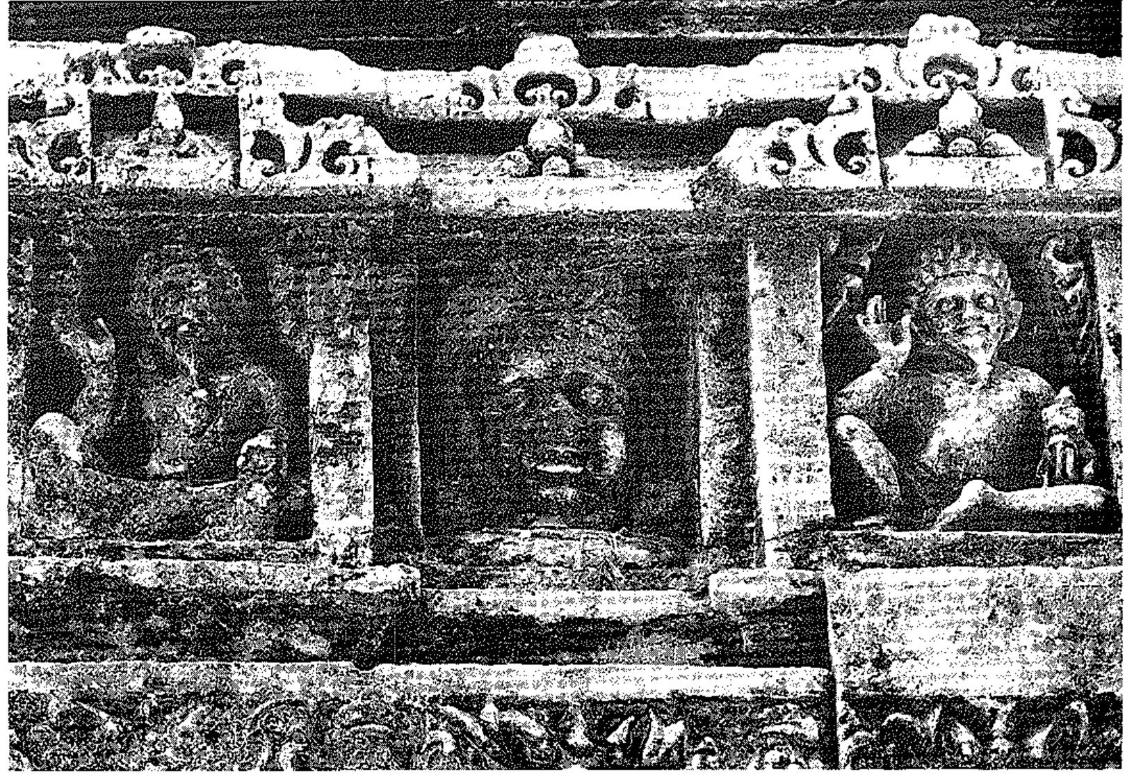 Detail of planetary deities on architrave. temple 6, sanctum