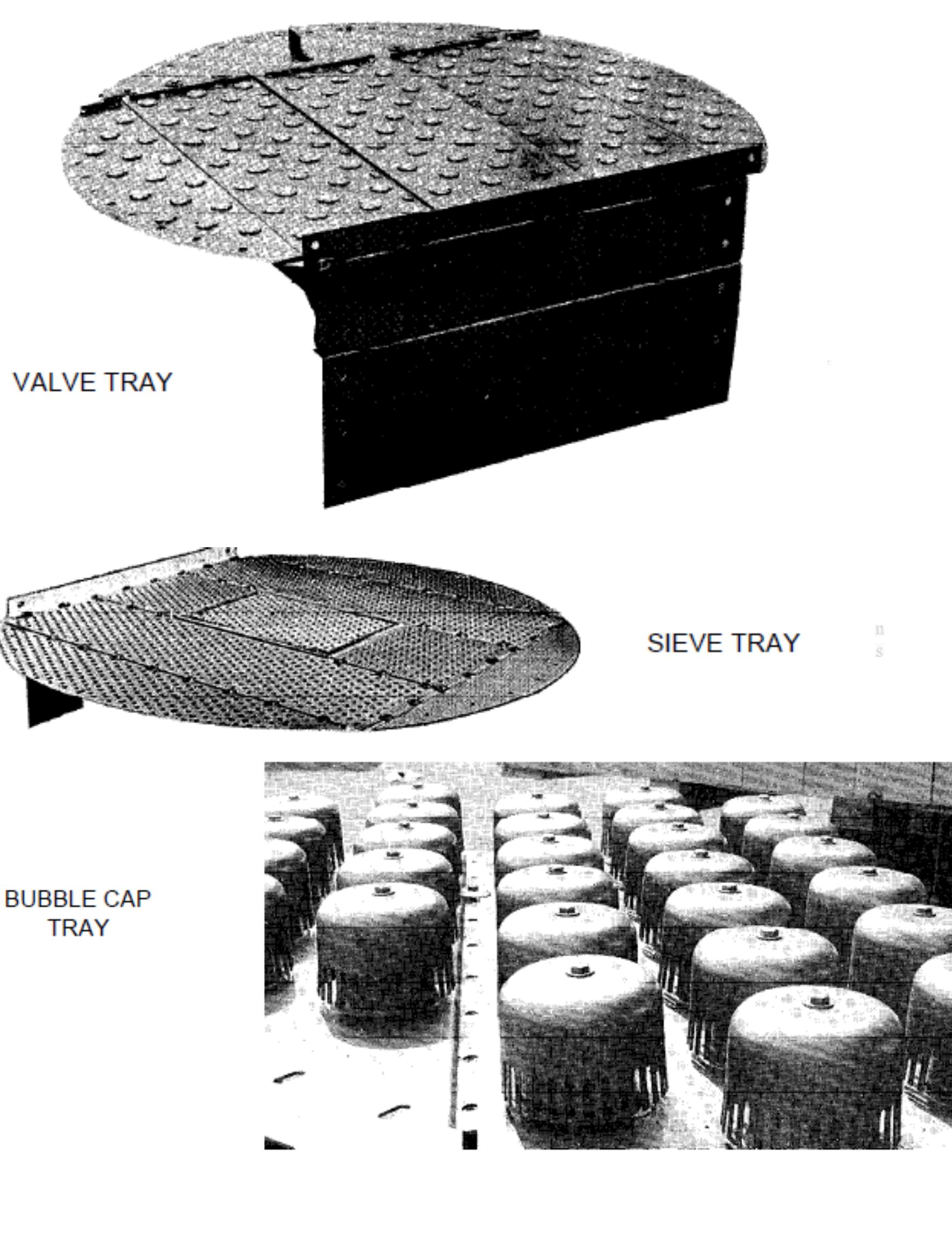 Examples of distillation tray types