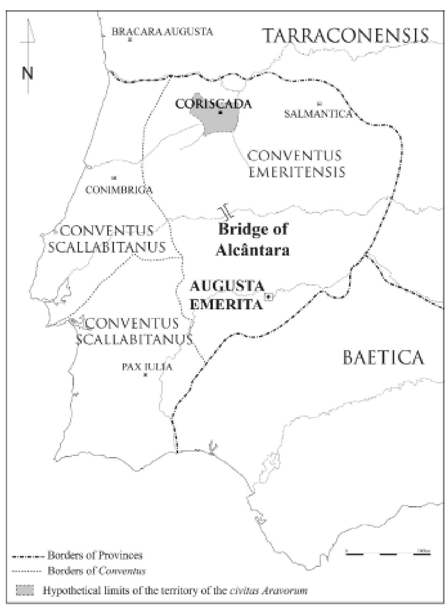 - map of the lusitania provincia with the localization of