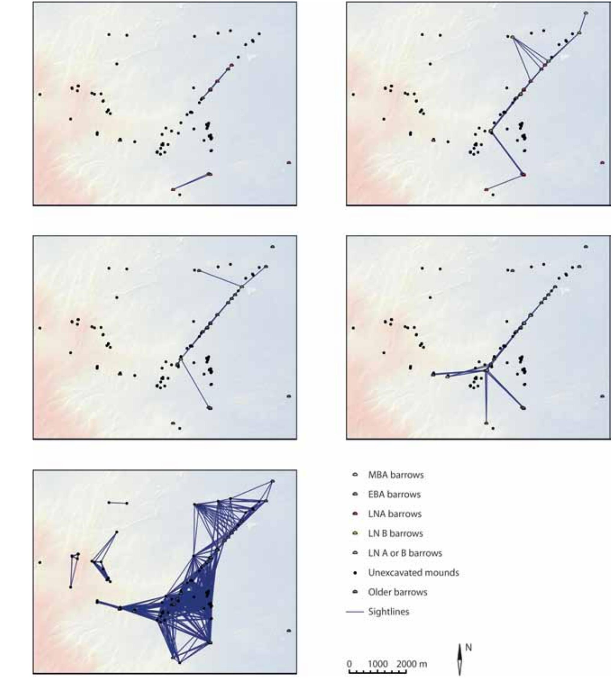 27: visual network be- tween burial mounds in the