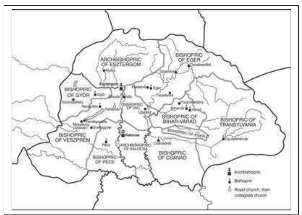 Map of the arpad kingdom in the 11" century with