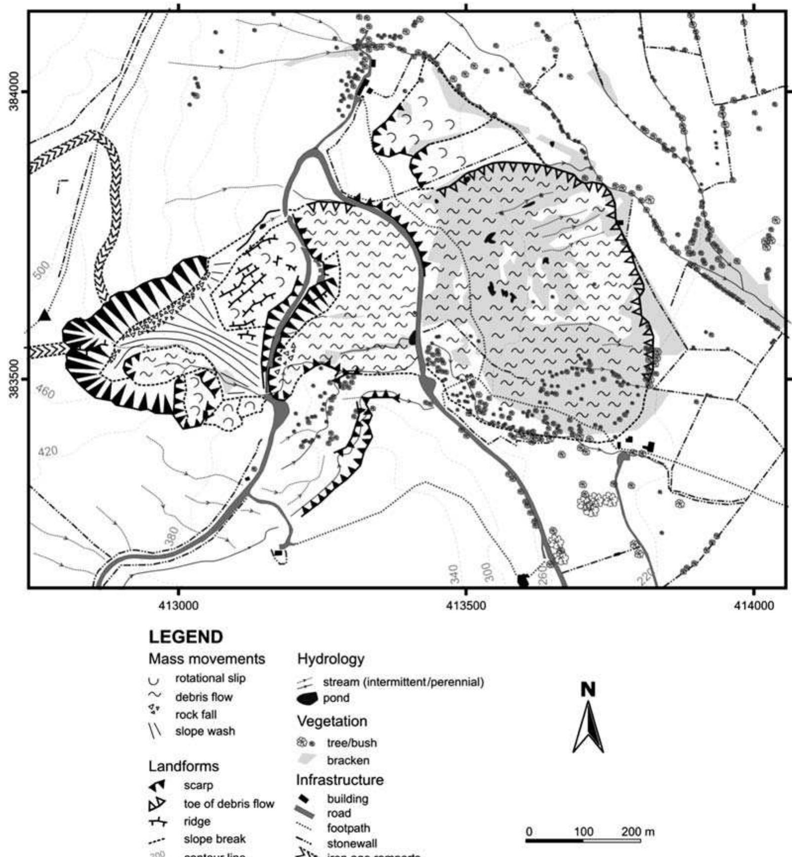 A geomorphological map, created through photo-interpretation