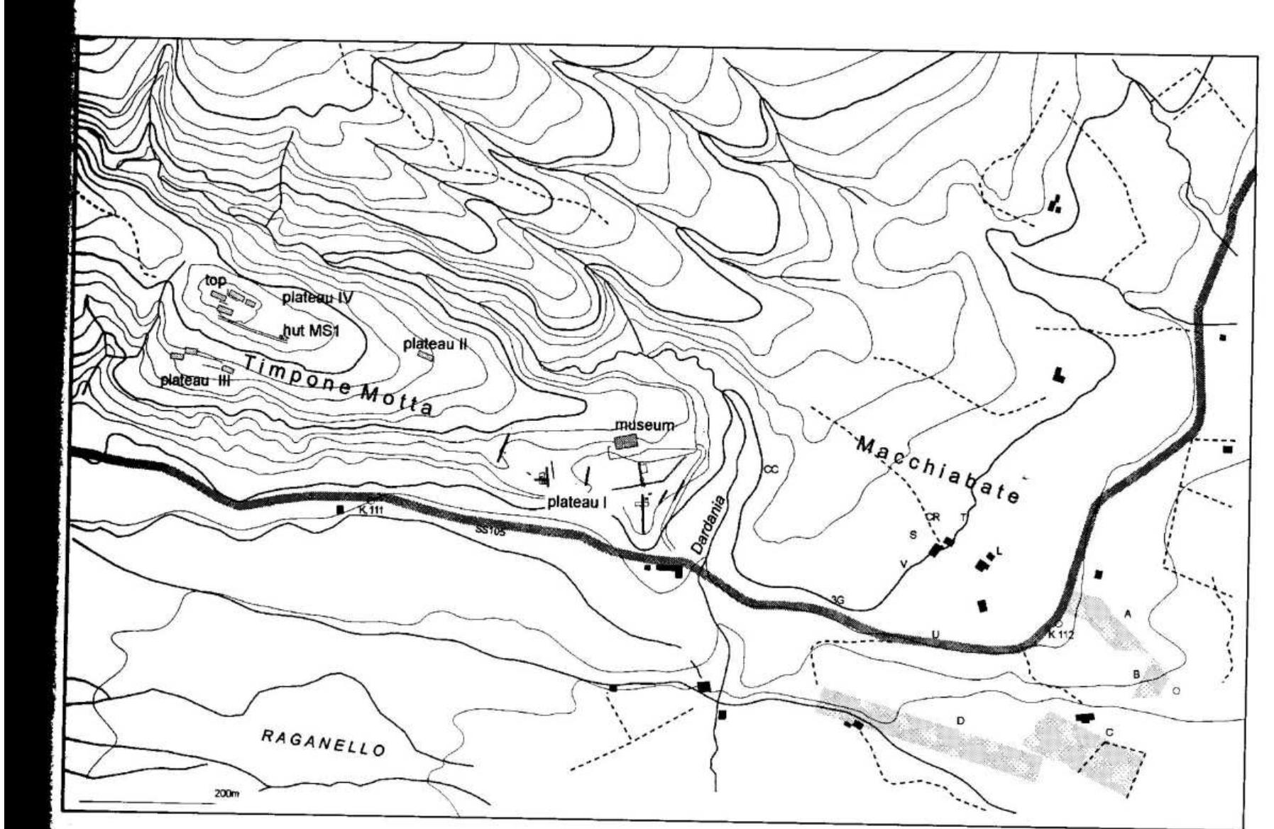 Plan of the archaeological sites of lagaria (francavilla